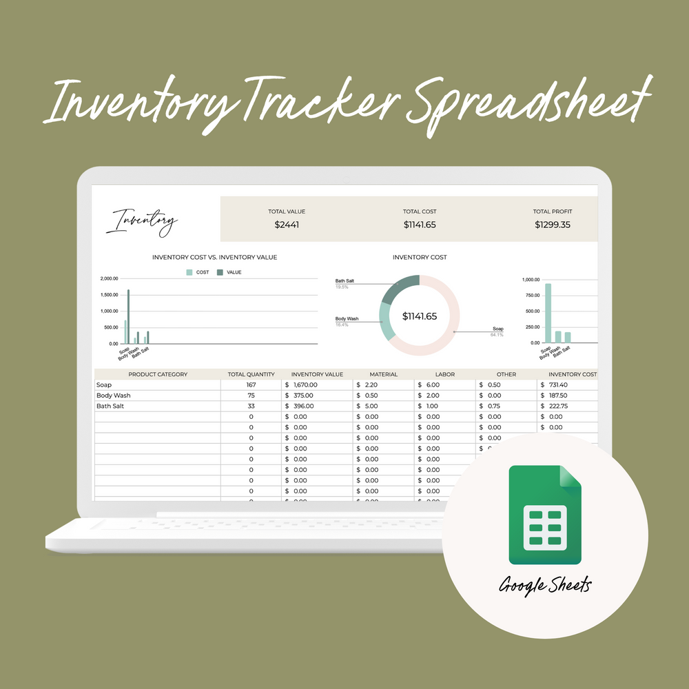 Inventory Tracker - Spreadsheet to track Material, Ingredients and Pri ...
